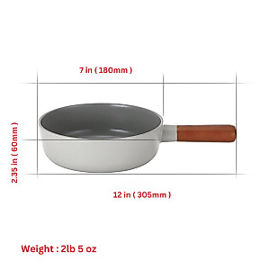 Neoflam FIKA Kitchen Nonstick 7-Inch Mini Wok with Wood Handle, Ceramic Non Stick Skillet, Induction Compatible Stir Fry Pan, Egg Omelet Pan, Gray Color, Made in Korea (18cm Petit Wok)