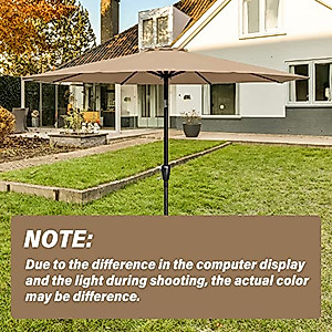 Simple Deluxe 9' Patio Outdoor Table Market Yard Umbrella Replacement Top Cover with 8 Ribs, 9ft Canopy, Tan Canopy