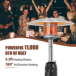 Giantex Portable Patio Tabletop Heater, 11,000 BTU Outdoor Propane Gas Table Top Heater W/ Weighted Base, Adjustable Thermostat, Suitable for Backyard, Garden, Commercial Restaurant (Black)