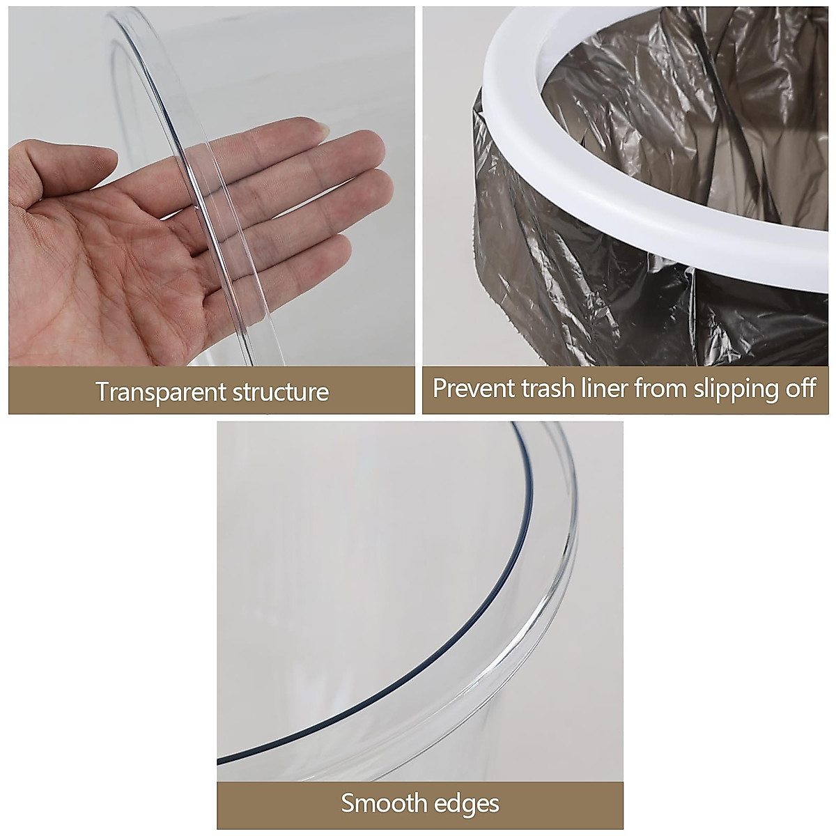 Morcte 4-Pack Acrylic Clear Round Wastebasket, 2.6 Gallon Plastic Small Trash Can for Bathroom, Home, Office