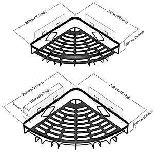 Kerisgo Corner Shower Caddy, 2 Pack Adhesive Bathroom Shower Corner Organizer Shelf, No Drilling Rustproof Wall Mounted Shower Storage Rack Shampoo Holder Organizer (Black)