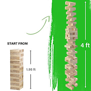SPORT BEATS Outdoor Games Large Tower Game 54 Blocks Stacking Game - Includes Carry Bag and Scoreboard
