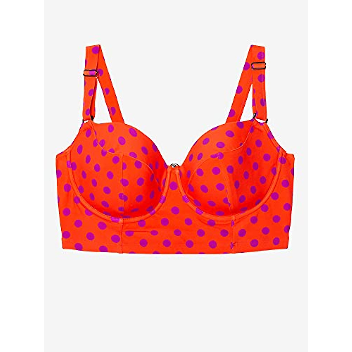 Smart & Sexy womens Plus-size Long Lined Underwire Bikini Top, Bright Polka Dot Print, 36C US