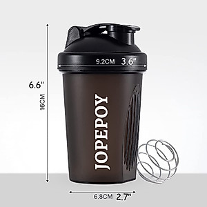 JOPEPOY 2PCS 400 ML Classic Loop Top Shaker Bottle,Protein Shaker Cup with Stirring Ball,Multi-Function water bottle for sports and outdoor (400ML (16 oz), Purple)