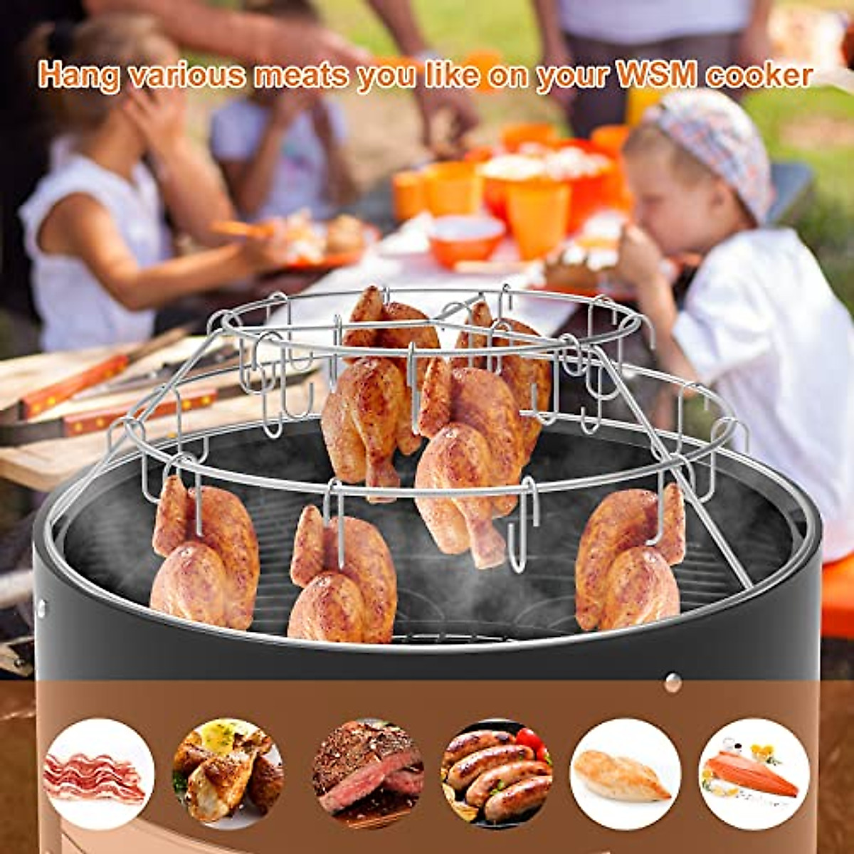 Onlyfire Chef Rib Hanging System, Stainless Steel 3-Tier Rib Hanger ...