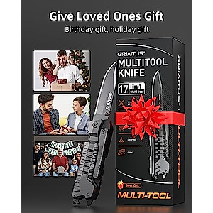Multitool Knife 17 in 1Fire Starting Sticks, Bottle Opener, Saw Screwdrivers Bottle Opener, Whistle, Window Breaker and More -Perfect for Camping, Outdoorl, Survival and Everyday Use,Gifts for Men Dad