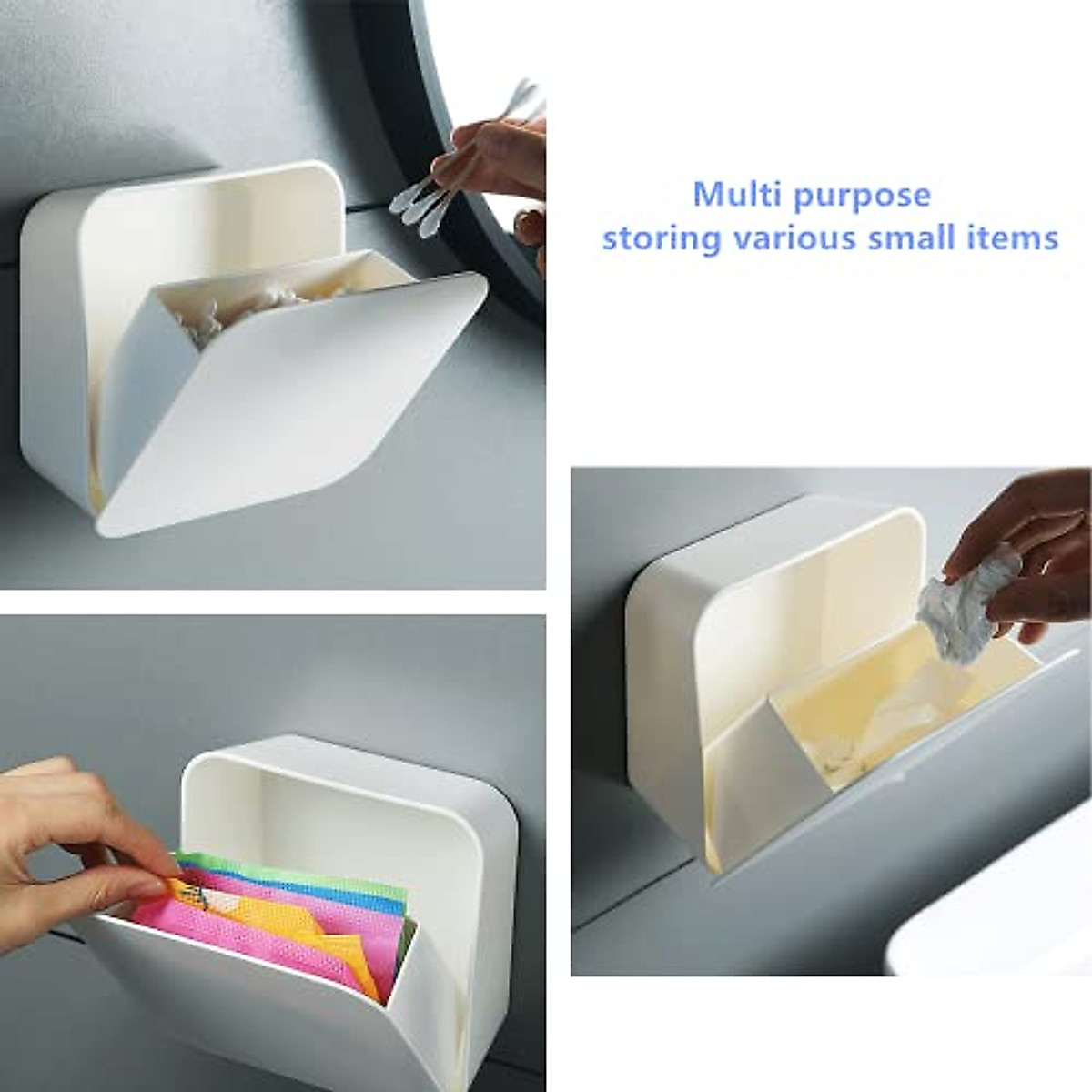 qtip Dispenser Holder Wall Mount Bathroom Qtip Holder Canisters for Cotton Swabs, Cotton Balls, Cotton Rounds, Vanity Countertop Storage Organizer Container 1