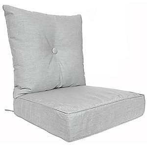 Rulu Patio Cushion Outdoor/Indoor Sunbrella, Seat 22x22x6 inch + Back 23x23x7 inch, 2 Piece Set, Canvas Granite