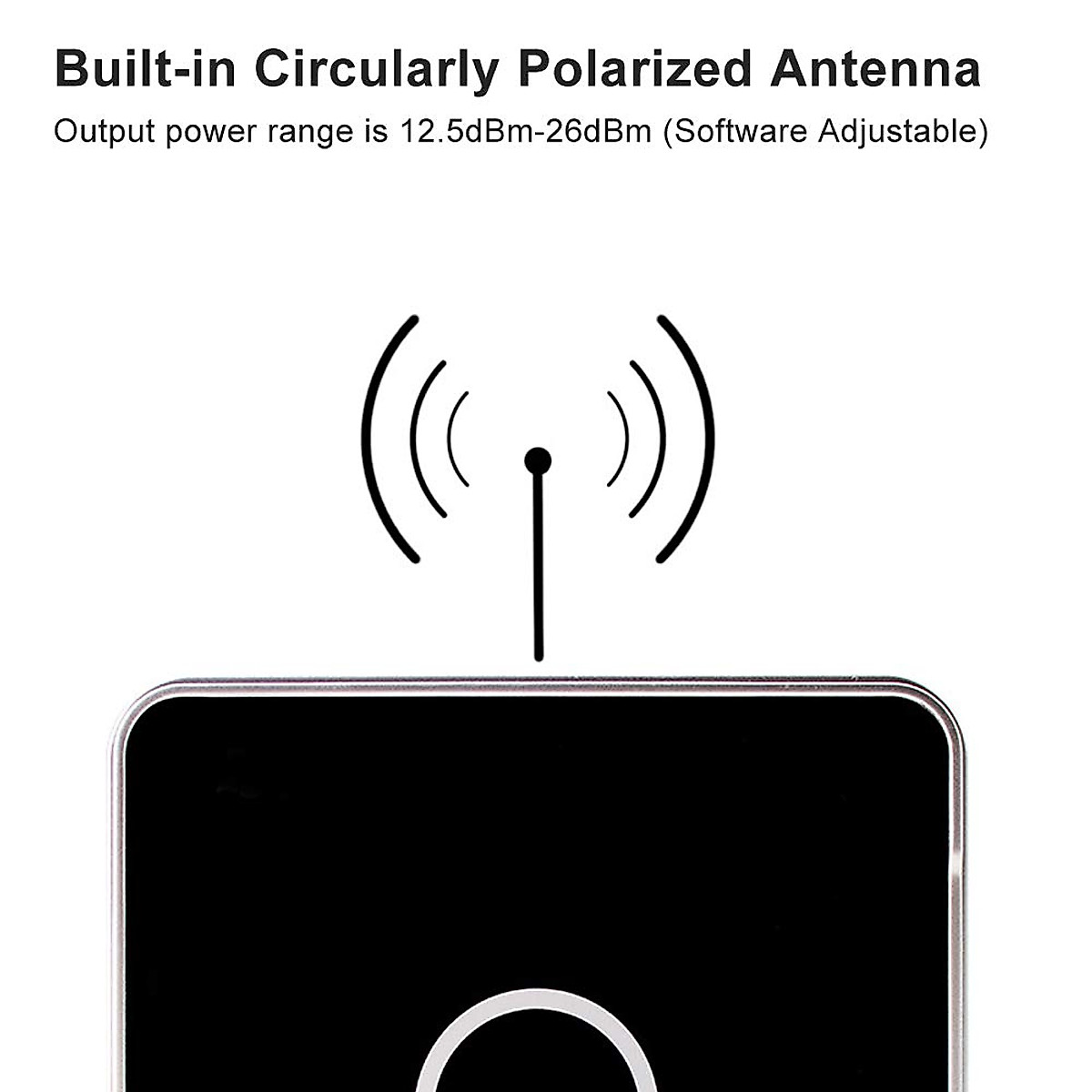 Desktop Reader UHF RFID, Fast Response Speed Sensitive Reading Distance Up to 50Cm, Circular LED Indicator, Built in Buzzer, 2Dbi Circular Polarization Antenna 12.5Dbm to 26Dbm