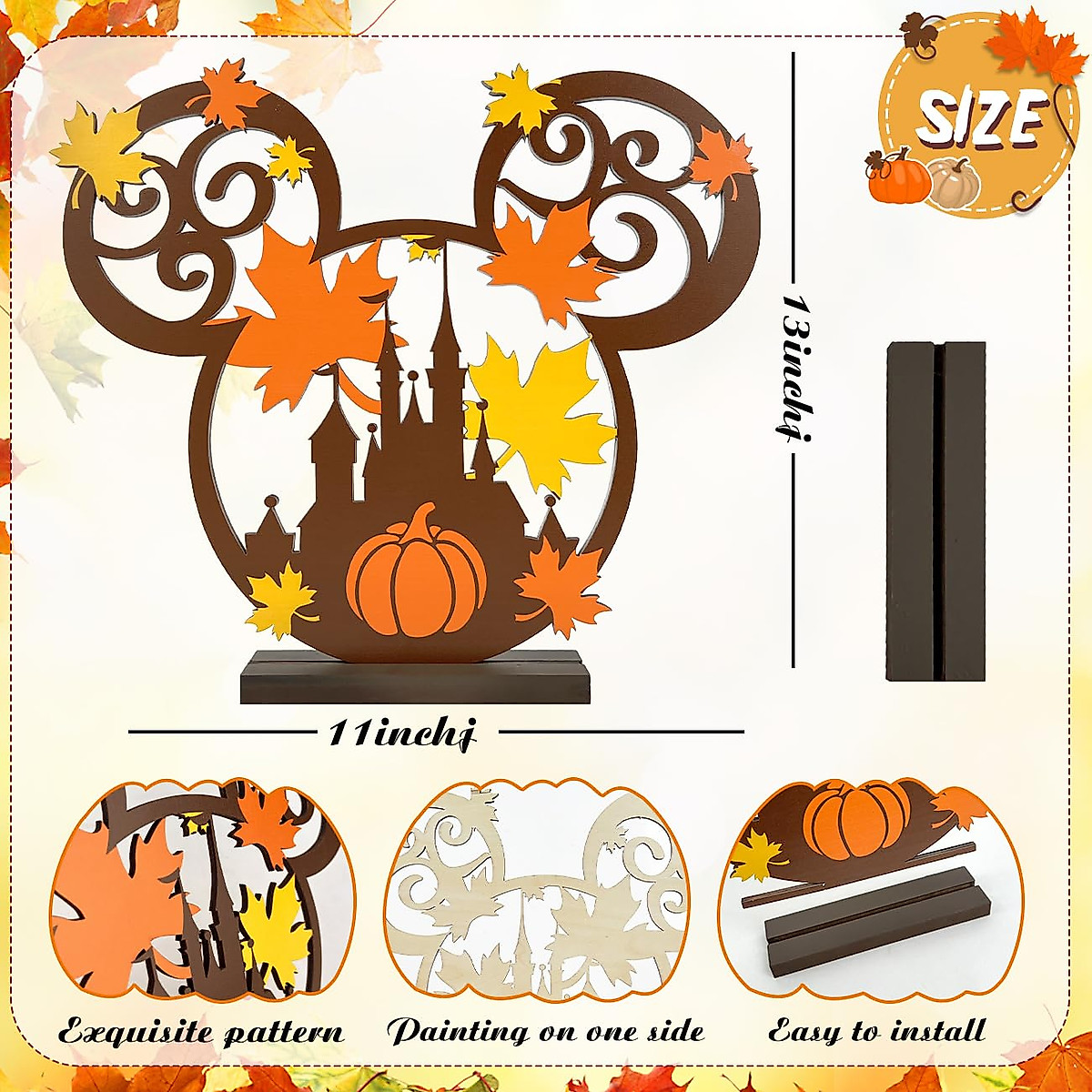 Fall Thanksgiving Mouse Decorations - Wooden Centerpiece for Home