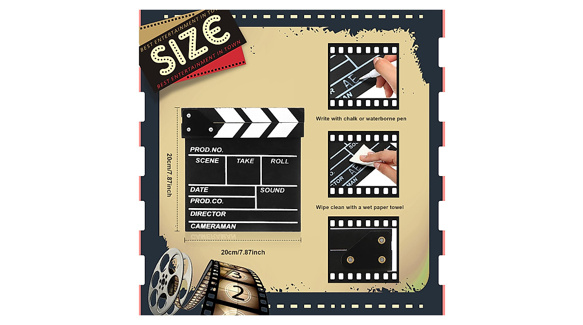 Movie Theater Decor: Clap Board & LED Star Sign