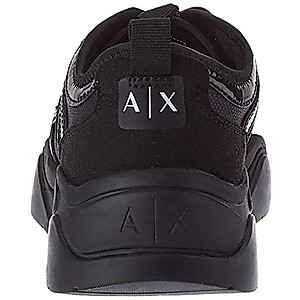 A｜X ARMANI EXCHANGE Women's AX Logo Streetwear Sneaker, Black, 8.5