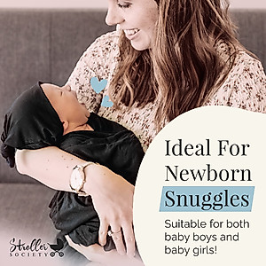 Stroller Society - Newborn Swaddle and Hat Set, Stretchy and Comfortable Baby Swaddle Blanket, Use as Receiving Blanket, Toddler Blanket and More, Black, 47 x 47 inches