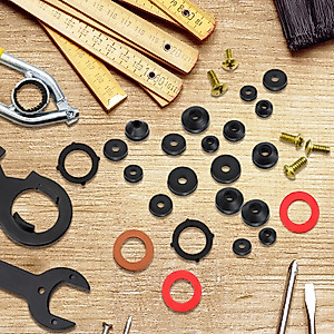 XBVV 32 Size 258 PC Faucet and Plumbing Rubber Washers Assortment Kit for Assorted Garden Hose Valve Spigot Adapter Splitter Outdoor Faucet Bibb Shower Hose Gasket Repair