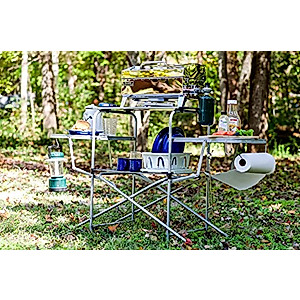 Camco Olympian Deluxe Portable Grill Table | Provides Plenty of Room for Grilling Gear | Ideal for Picnics, Camping, Boating, Tailgating, and Backyard BBQs | (57293) Silver