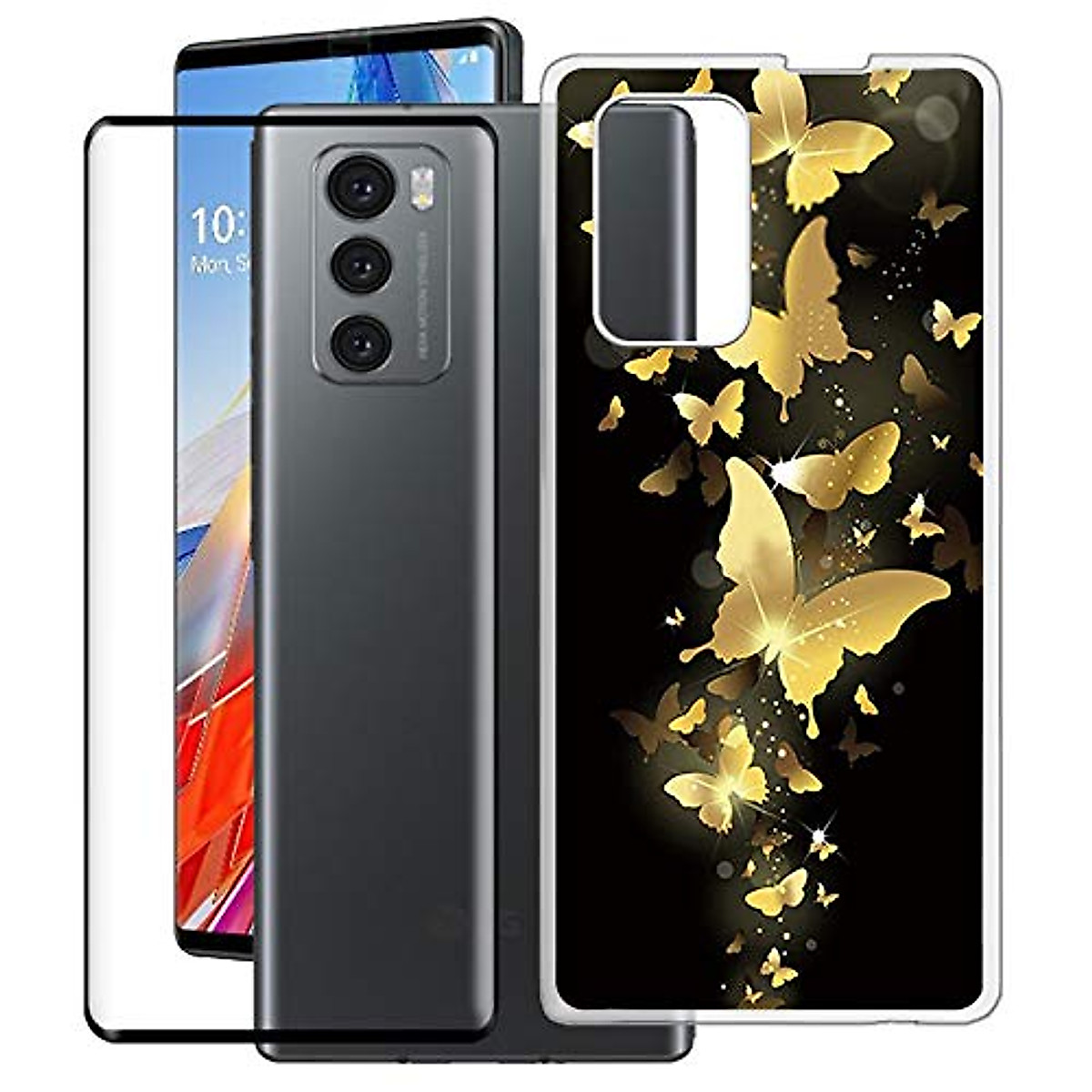 Case for LG Wing 6.8 Inch, with [1 x Tempered Glass Screen Protector] KJYF Shell + Hard PC Translucent Anti-Scratch Anti-Yellow Case for LG Wing - WMA30