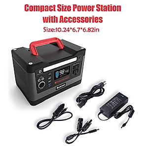 Bawaut Portable Power Station,540Wh Backup Lithium Battery, 110V/500W AC Outlet Outdoor Generators,12V DC & USB, USB-C Outputs, Solar Rechargeable Backup Power for Travel Camping Emergency