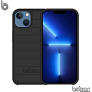 BELTRON Case with Belt Clip for iPhone 14, iPhone 13, Slim Full Protection Hybrid Case & Rotating Belt Clip Holster with Built in Kickstand, Scratch Resistant/Shock Absorption (NOT for PRO) - Black