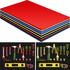 Fabbay 6 Sets Tool Box Foam Organizers, Adjustable Shadow Toolbox Liner Foam Non Slip Foam Tool Organizer Drawer Liner Mat, 10.6 x 18.1 Inches