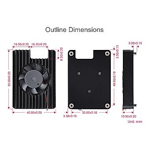 waveshare Cooling Fan for Raspberry Pi Compute Module 4 CM4, All-in-one Heatsink, PWM Speed Adjustable, 8000±10% RPM, Low Noise, with Thermal Tapes