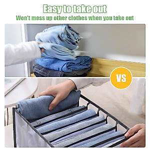 KOTHER Wardrobe Clothes Organizer - Widen 9 Grids Pants Jeans Organizer for Closet Drawer - Clothing Organizer for Shirts Sweater T-Shirt Folded Clothes (X Large-2PCS)