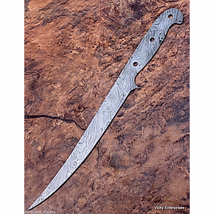 JNR Traders Damascus Steel Fillet Knife Blank Knife Making, 12" Handmade Boning Knife Blank Blade, Diy Professional Kitchen Chef Knife Blade Blank 9003