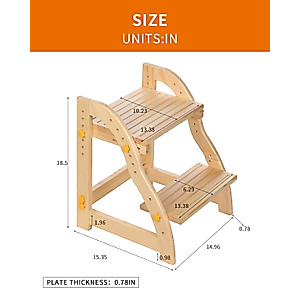Wooden Step Stool for Kids, Kitchen Toddler Step Stool for Bathroom Sink and Toilet Stool for Kids Potty Training Anti-Slip Sturdy Height Lift Stool (Natural)