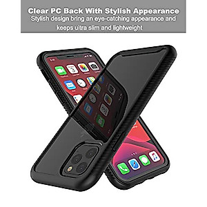 Njjex Case For iPhone 11 Pro MAX, For iPhone 11 Pro Max Case 6.5" W/[Tempered Glass Screen Protector], [Npatt] Hybrid Impact Clear Back Soft TPU Bumper Armor Rugged Shockproof Slim Phone Cover [Black]