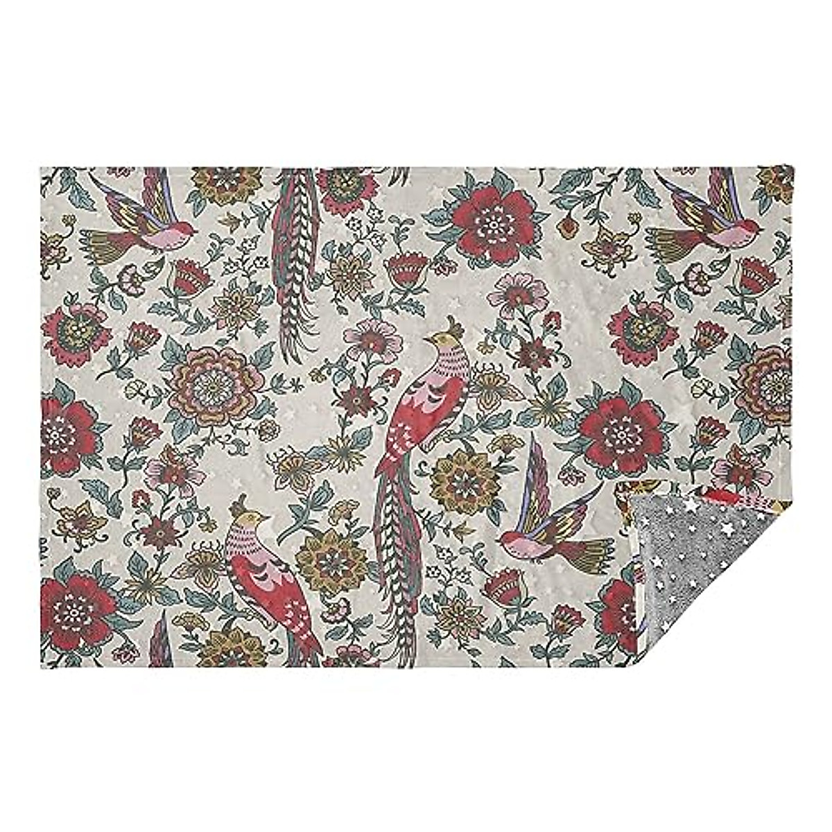 Joko Ivery Flowers Birds Premium Soft Travel Blanket Pillow Airplane Blanket with Hand Luggage Belt & Backpack Clip Travel Essentials 2 in 1 for Office Home Airplane Car