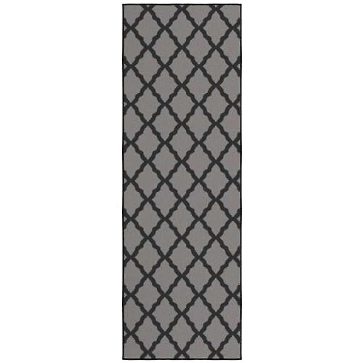 Machine Washable Moroccan Trellis Design Non-Slip Rubberback 2x5 Traditional Indoor Runner Rug for Hallway, Kitchen, Bedroom, Entryway, 20" x 59", Dark Gray
