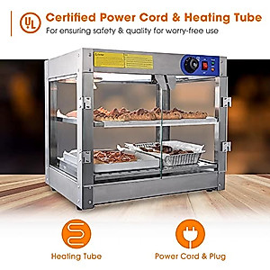 WeChef Commercial Food Warmer 2-Tier 110V Countertop Food Pizza Warmer 750W 24x15x20 Pastry Display Case