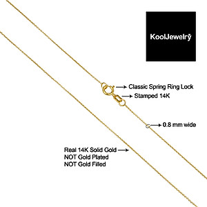 Kooljewelry 14k Yellow Gold 0.8 mm Flat Round Cable Chain Necklace (16 inch)