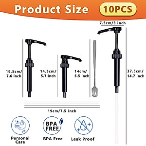 ZTTXL 10 Packs Coffee Syrup Pump Dispenser,Fits 25.4 Oz/750ml Coffee Flavoring Syrup Bottles,No Dripping, Fits Home & Coffee Bar Drinking Mixes,Free 4 Golden Spoons