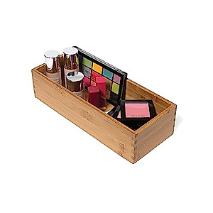 Lipper International Bamboo Utensil Holder Storage Box for Cooking Tools, Makeup, or Office Supplies, 5" x 12" x 3"