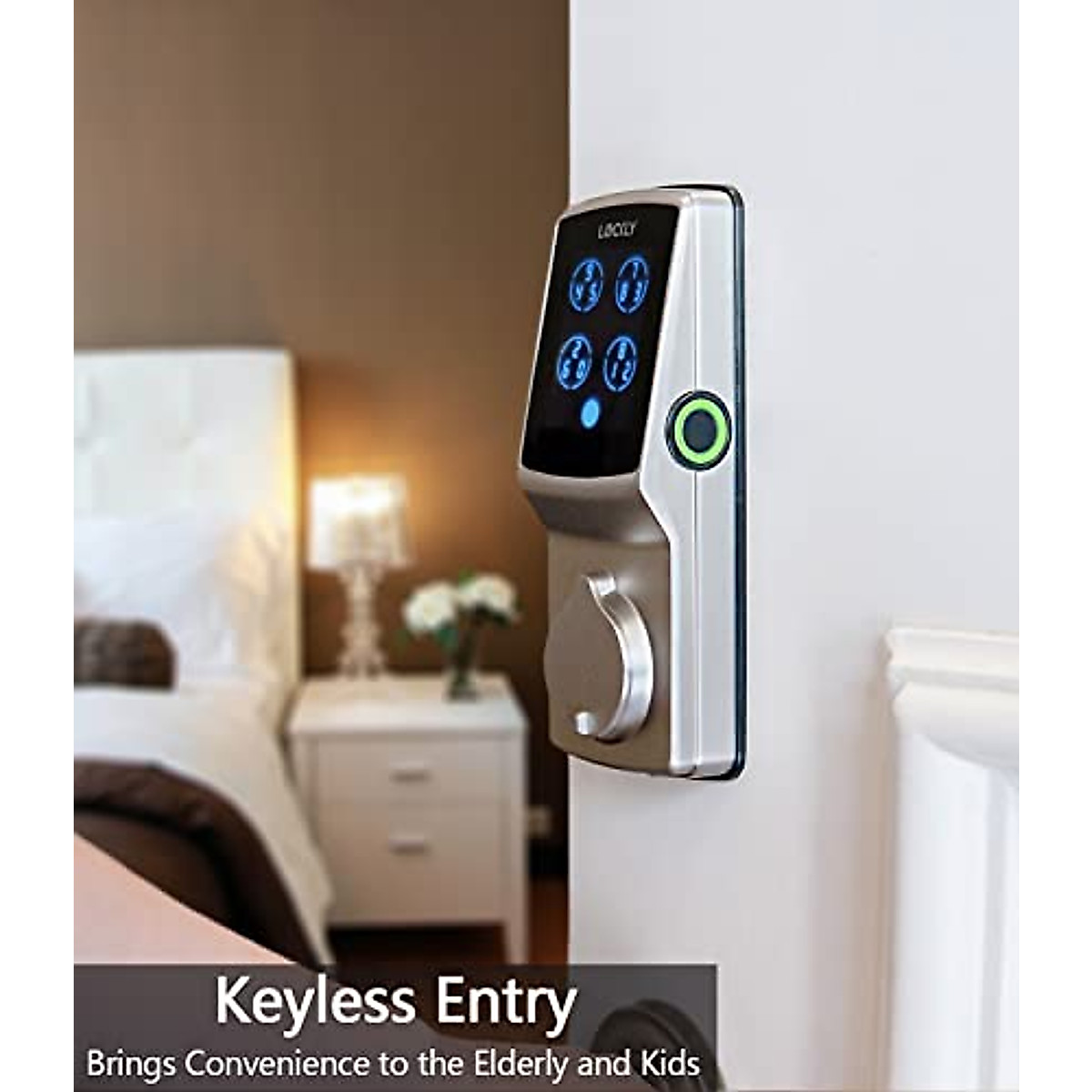 Lockly Secure Plus, Keyless Entry Door Lock, Smart Locks for Front Door, Smart Lock Deadbolt, PIN Genie® Keypad, 3D Biometric Fingerprint Sensor, Auto Lock Smart Door Lock (Satin Nickel)