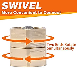 JOEJET Female to Female Hose Adapter with Swivel-3/4 Inch Brass Garden Hose Adapter for Pressure Washer to Garden Hose-2 Pack Garden Hose Fittings-with 4 Extra Washers and 1 Filter