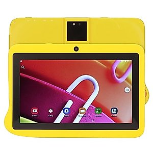 Airshi Tablet, Kids Tablet 100-240V Front 2MP Rear 5MP LED Display Octa Core Processor Yellow with 10 Support for Study (Yellow)