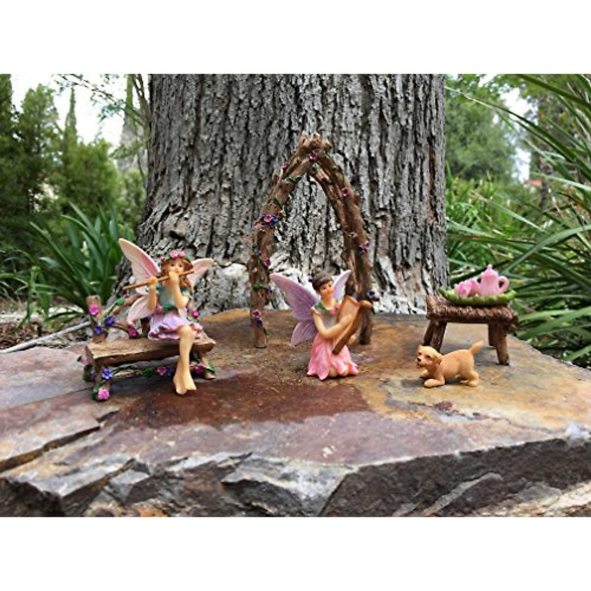 Musical Sisters Fairy Garden Set: 7 Pieces Miniature Fairy Garden Accessory
