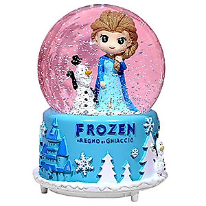 Snow Globe with Music for Kids , VECU 3.5 Inch Little Girl Llluminated Automatic Snow Home Decor for Girls Kids Gift, Musical, Resin/Glass (Style B)