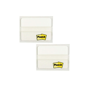 Post-it Tabs, 2 in Solid, White, 12 Tabs/On-The-Go Dispenser, 2 Dispensers/Pack (686-24WE)