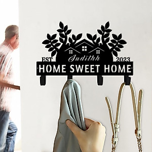 Personalized Key Holder for Wall, Custom Metal Infinity Heart Key Hooks with Name, Key Rack Organizer Wall Decorative for Entryway Doorway Hallway, Room Entrance Décor (Infinity-2)