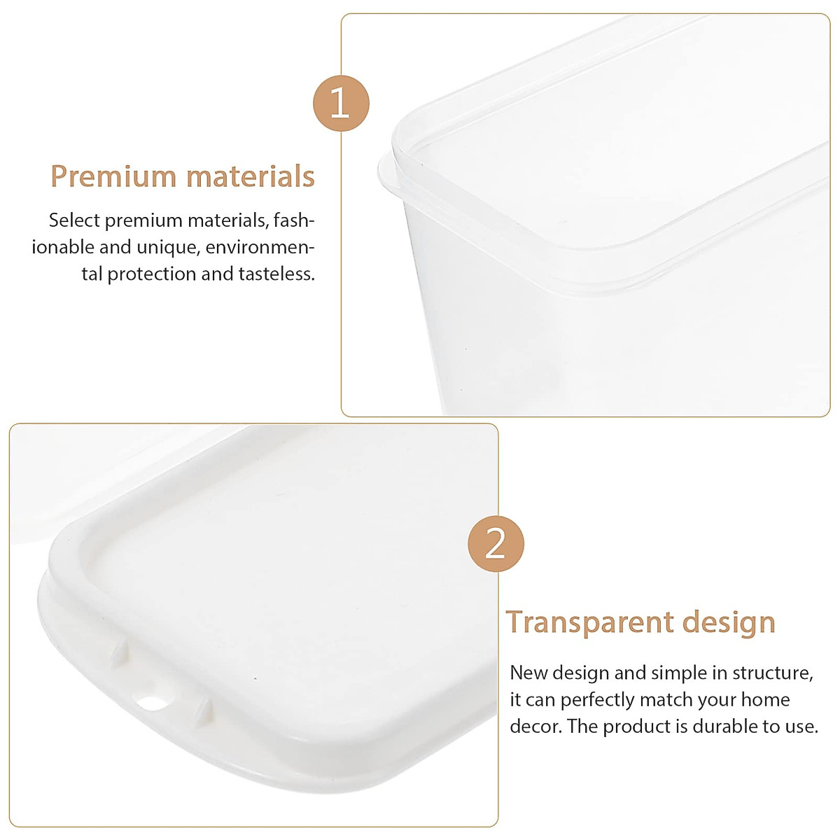 Zerodeko 3pcs Transparent Noodle Box Pp Crisper Flour