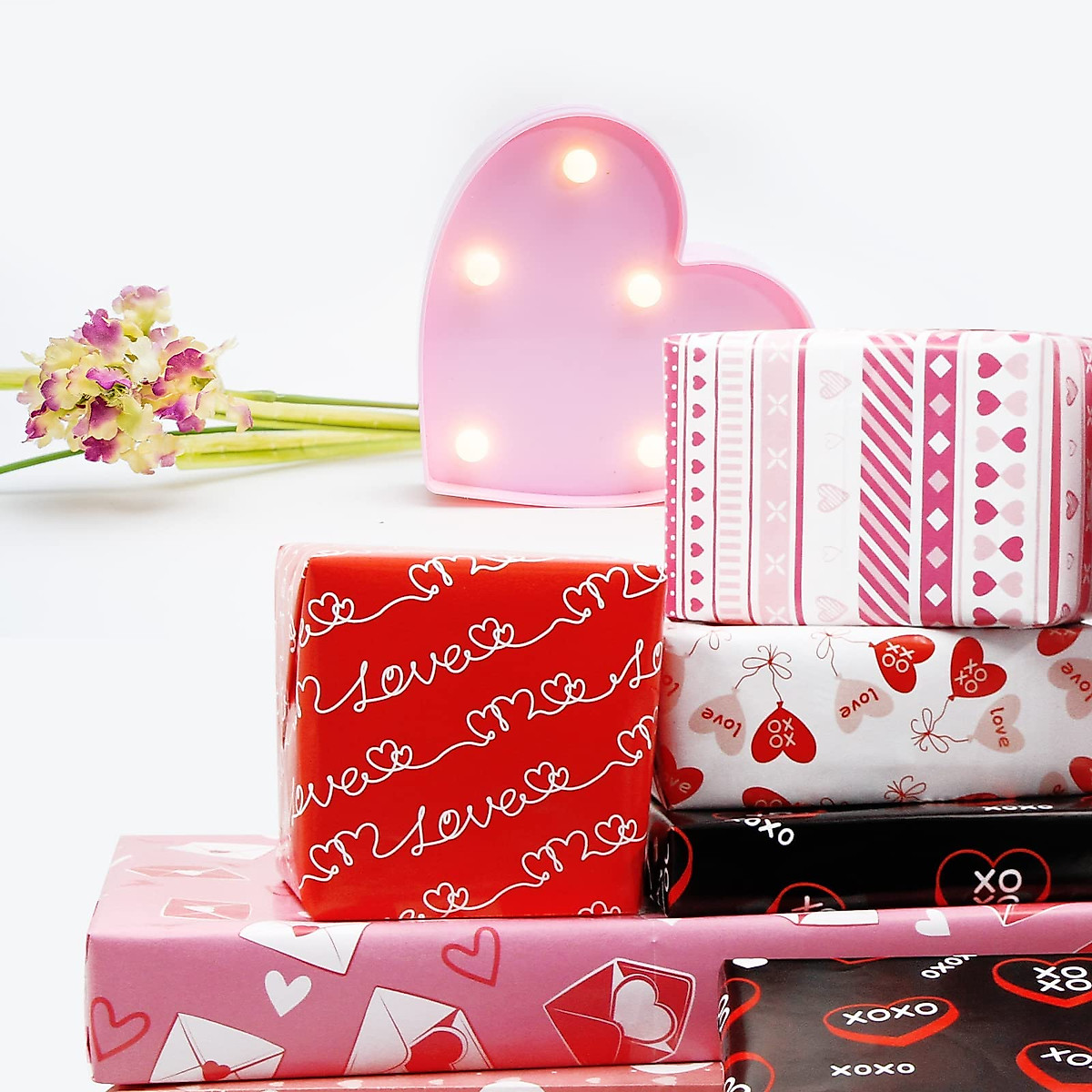 FANCY LAND 10 Sheets Valentine Wrapping Paper Sheets Wedding Valentines Day Gift Wrap Folded Large Sheets 20 X 28 Gift Decoration