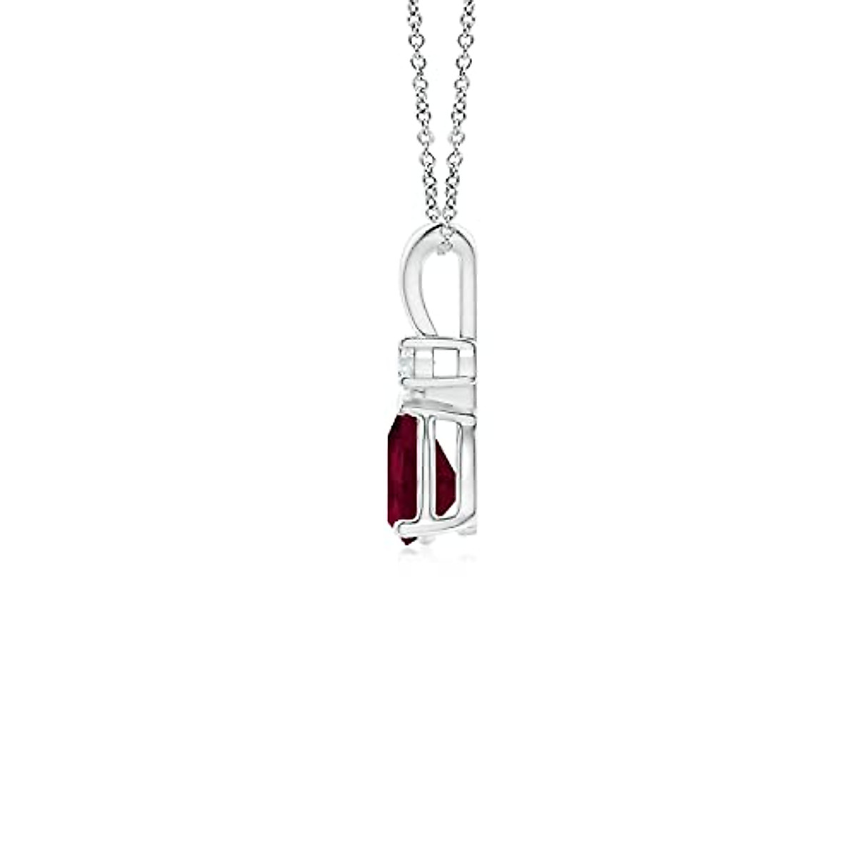 Angara Women’s 14k White Gold Ruby Teardrop Pendant Necklace with Diamond.