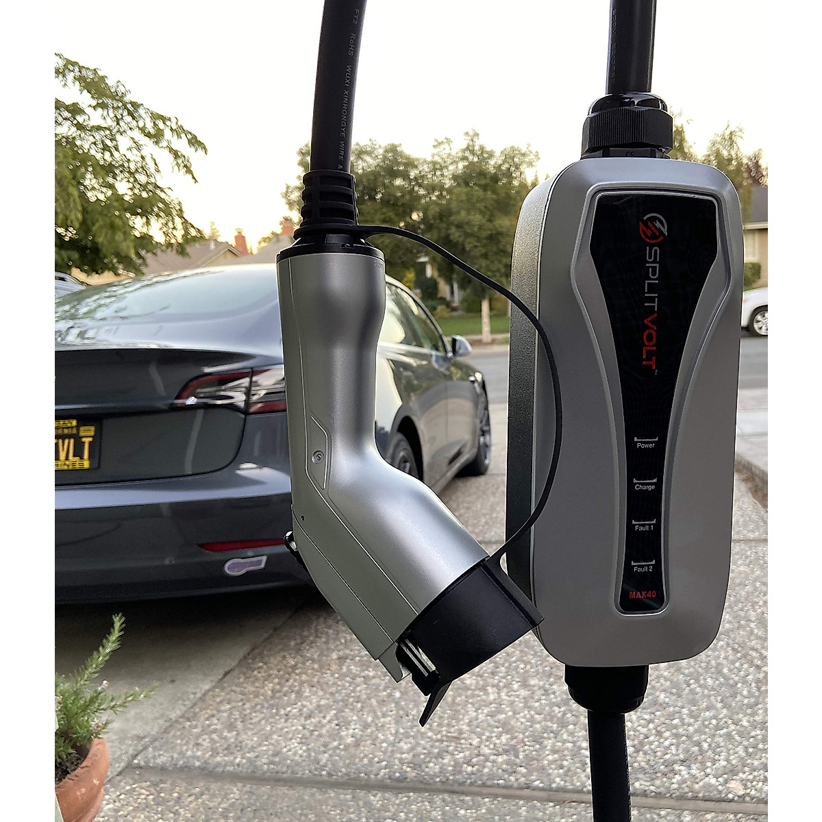 Splitvolt NEMA 14-50 Level 2 Charger with 16 ft Cord, 40amp EV Charger, NEC-Safe Fast 50 Amp Circuit Charging, J1772 Plug, Includes EVSE Cable Travel Bag