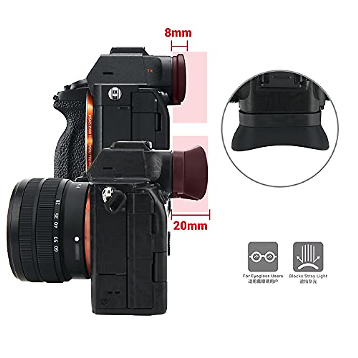 Soft Silicon Camera Viewfinder Eyecup Eye Cup Eyepiece Replacement for Sony Alpha A7R V A7RV A7R5 A7 IV A7M4 A7IV A1 & A7S III A7SIII A7S3 ILCE-7SM3 EVF Eyeshade Protector Replaces Sony FDA-EP19