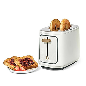 Drew Barrymore White Icing 2-Slice Toaster with Touch-Activated Display