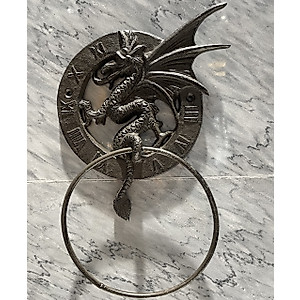 Konjouror Cast Iron Antique Dragon Towel Ring, Wall Mounted Medieval/Gothic Accessories for Bathroom