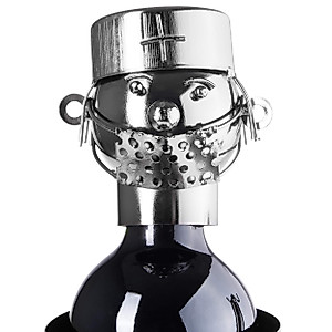 BRUBAKER Wine Bottle Holder 'Surgeon' - Table Top Metal Sculpture - with Greeting Card