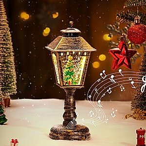 Christmas Musical Snow Globe Lantern Lighted Water Glittering Lantern with 8 Christmas Songs, USB & Battery Operated Musical Snow Globe Christmas Decoration Adults Kids (Christmas Tree)